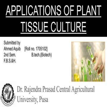 Applications of Plant Tissue Culture | PPT