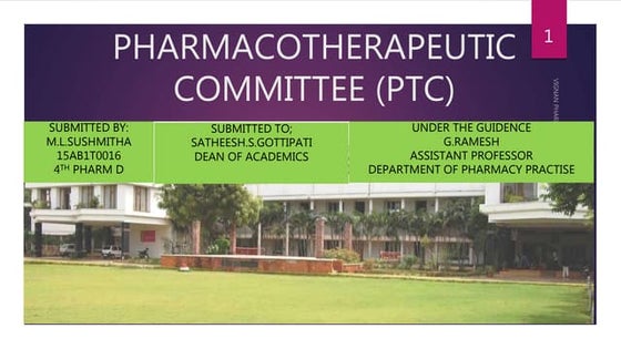 Pharmacy and therapeutic committee(PTC) | PPTX