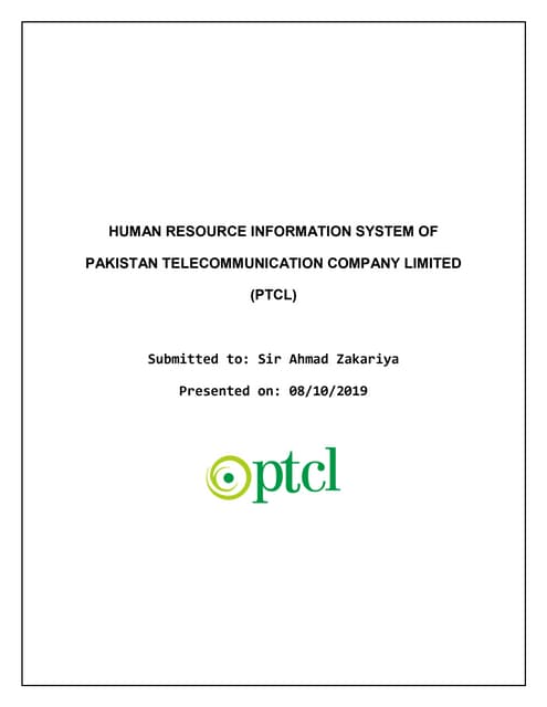 Ptcl report about Human Resource Information System | PDF Ptcl report about Human Resource Information System | PDF