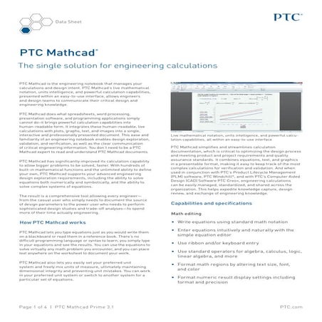 PTC Mathcad Data Sheet | PDF