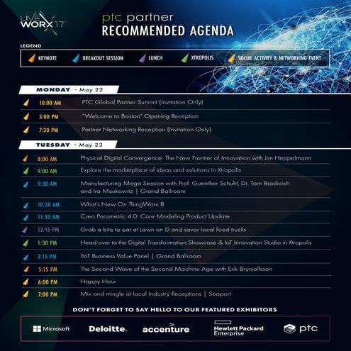 PTC Partner: LiveWorx Recommended Agenda | PDF
