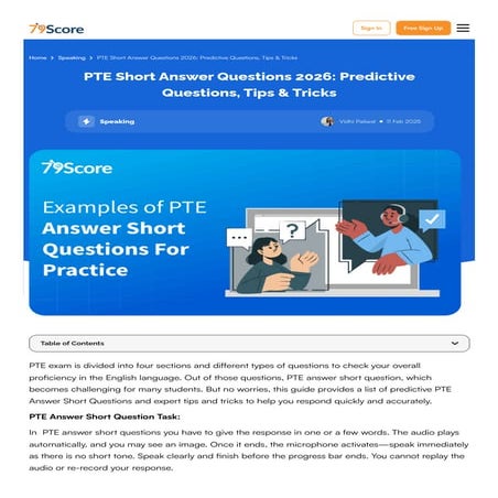 Mastering PTE Answer Short Questions: Predictive Examples & Expert Tips ...