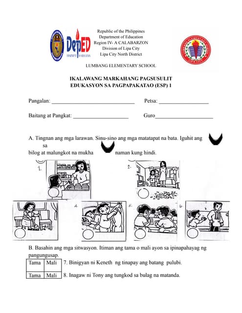 Filipino 6 dlp 21 mga katangian ng tauhan | PDF