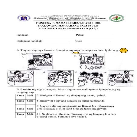 PT_ESP 1_Q2.docx 1st quarter in edukasyong pagpapakatao | PDF