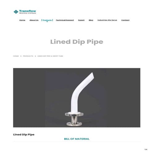 Lined Dip Pipes for Chemical Applications – Transflow | PDF