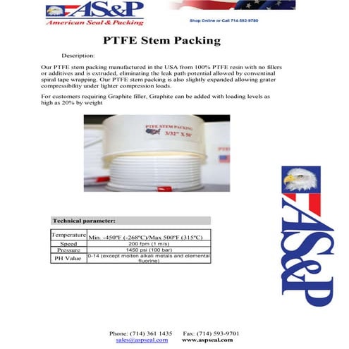 PTFE Stem Packing | PDF