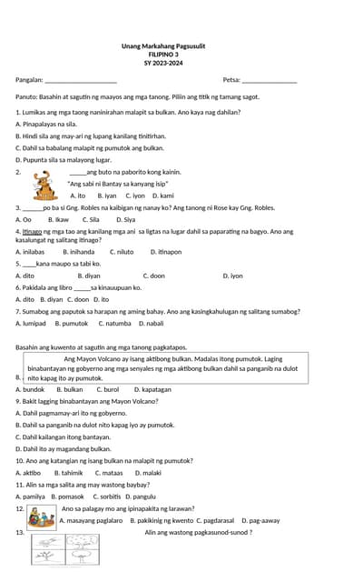 K to 12 Grade 3 FILIPINO NAT (National Achievement Test) Reviewer | PDF