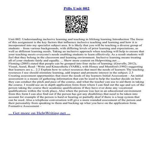 Ptlls Unit 002 | PDF
