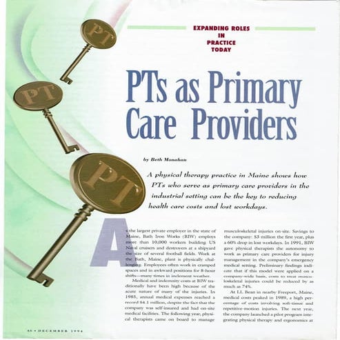 PT magazine article 1994 | PDF | Physical Therapy | Wellness