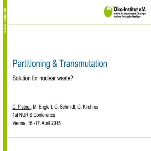 Partitioning & Transmutation: Solution for nuclear waste? | PDF