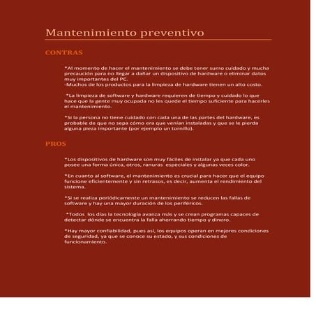 Mantenimiento preventivo | DOCX | Computing | Technology & Computing