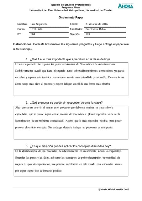 4 one minute paper | PPT