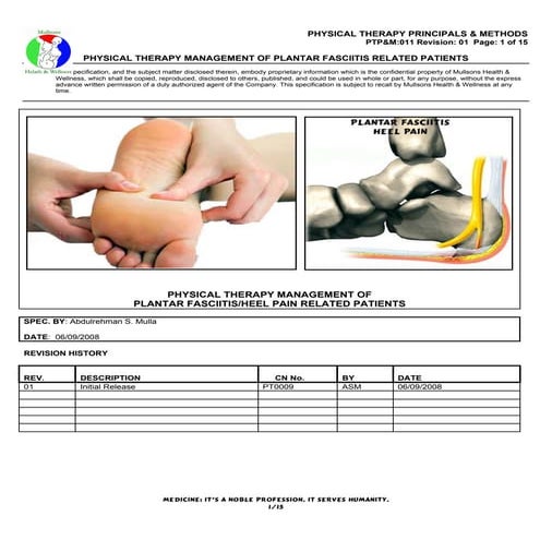 PTP&M011 PTM of Plantar Fasciitis Medical Journal | PDF