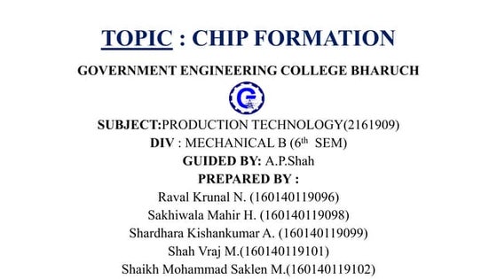Mechanics of chips formation | PPT