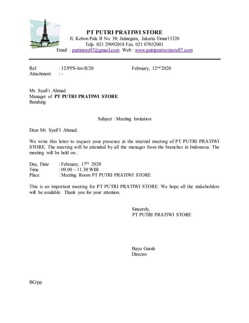 Contoh surat full block style | DOCX