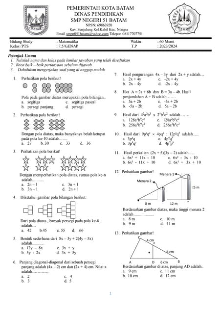 Soal matematika-1-12007 | PDF