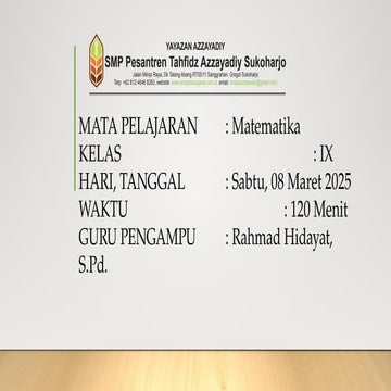 PTS MTK IX SMP Sukoharjo Indonesia | PPTX