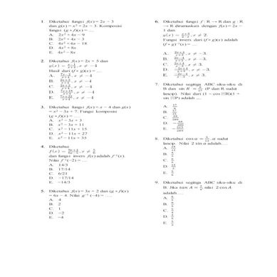 Pts semester genap kelas x math wajib | DOCX