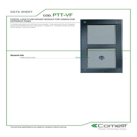Comelit PTT-VF Data Sheet | PDF