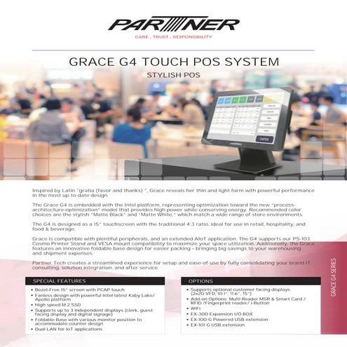 Partner Tech G4 (Grace series) - POS terminal | PDF