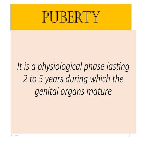 Ppt on puberty for the seminar of obstetrics and Gynaecology | PPTX
