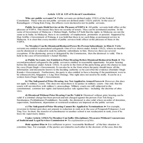 Article 132 and 135 of Federal Constitution (Public Servants) | DOCX