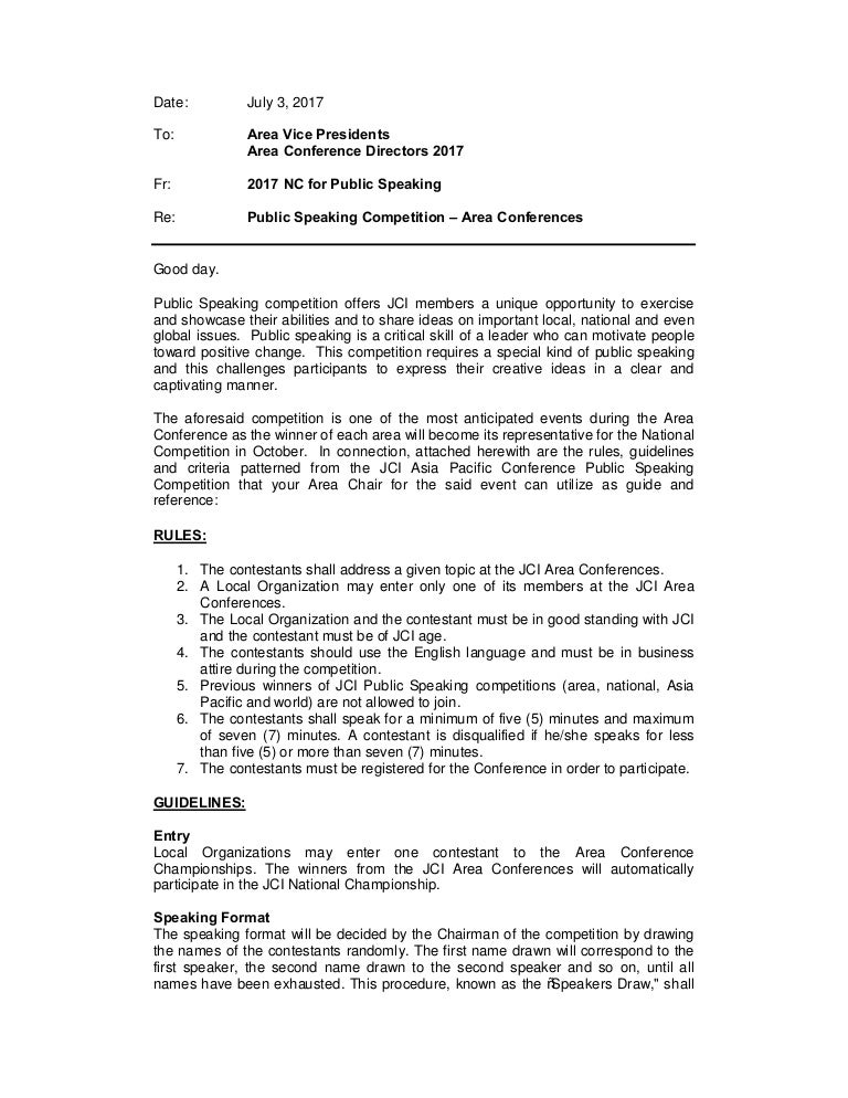 Public Speaking Competition Guidelines 2017