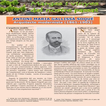 L'arquitecte Antoni Maria Gallissà i Soqué | PDF