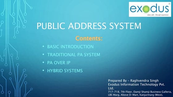 PUBLIC ADDRESSING SYSTEM (PA SYSTEM) | PDF