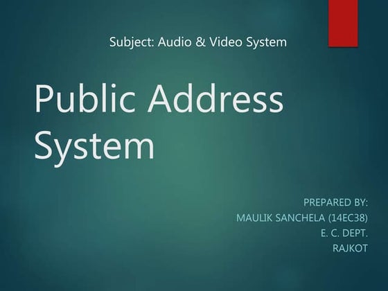 Public Address System | PPTX | Digital Audio | Computer Software and ...