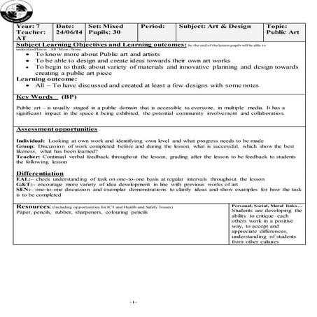 Public Art and Artists Lesson Plan | DOCX