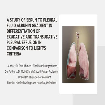 A study of serum to pleural effusion albumin gradient in ...