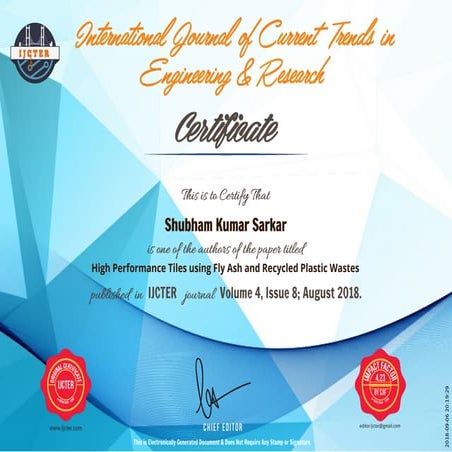 Publication certificate