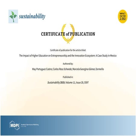 Publication certificate mdpi_sustainability-11-05597 | PPT
