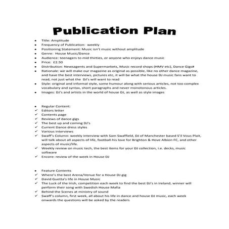 Music Magazine Publication plan | DOCX