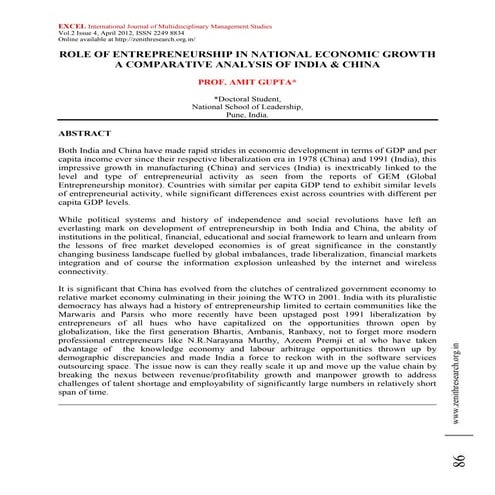 Role Of Entrepreneurship | PDF