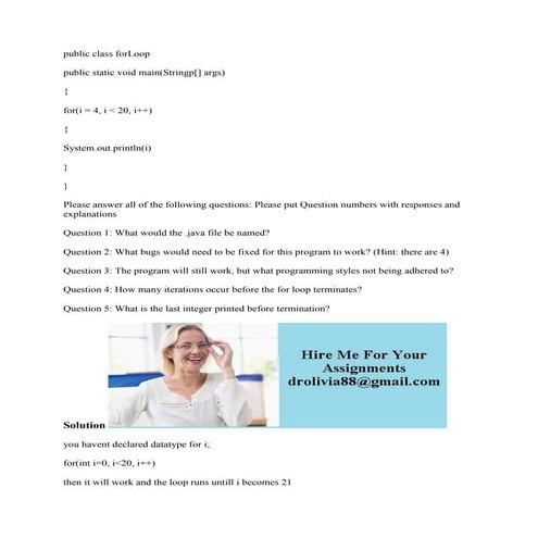 public class forLoop public static void main(Stringp-- args) { for(i -.docx