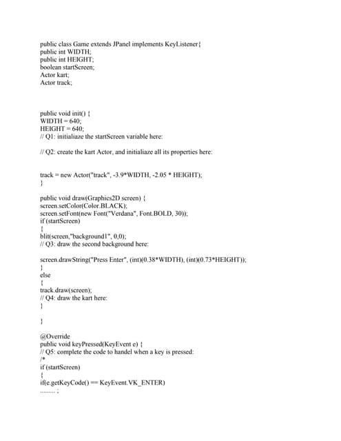 Public Class Game Extends Jpanel Implements Keylistener Public Inpdf