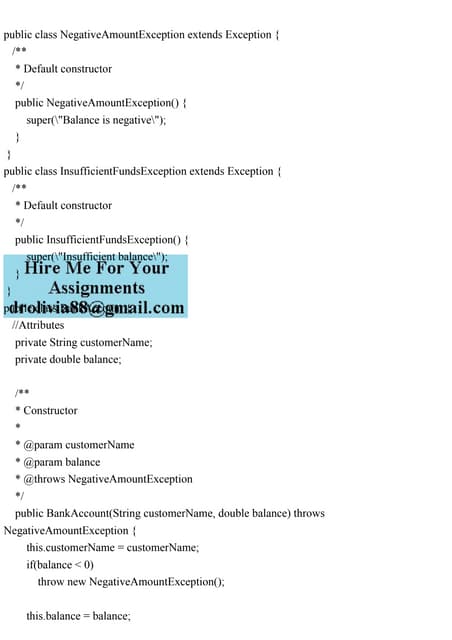 Public Class Negativeamountexception Extends Exception Pdf