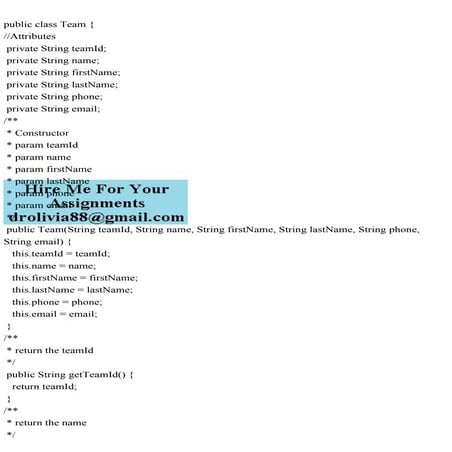public class Team {Attributes private String teamId; private.pdf