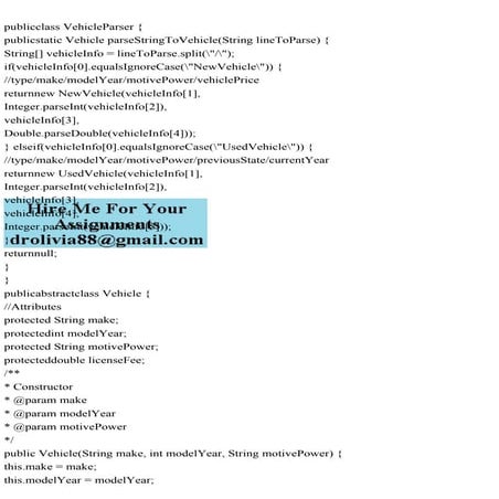 publicclass VehicleParser {publicstatic Vehicle parseStringToVehic.pdf