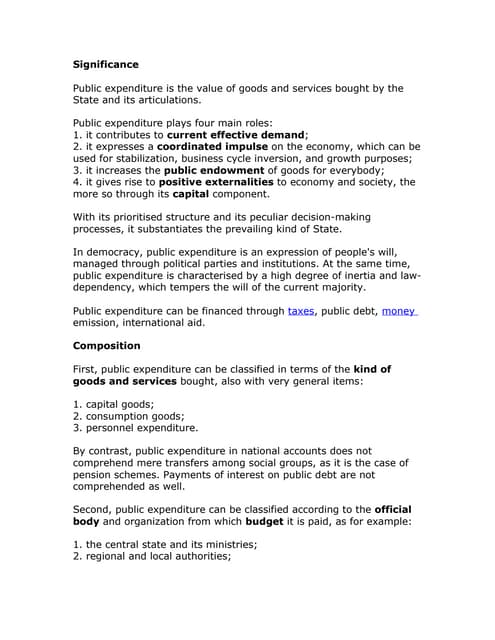 Public expenditure | DOC | Government Support and Welfare | Financial ...