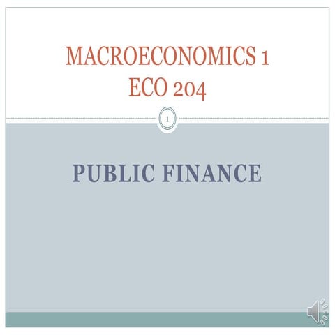 PUBLIC FINANCE- ECO 204 For Economic Students | PPTX