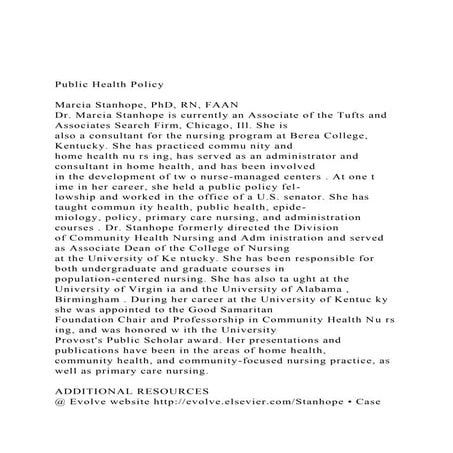 Public Health Policy Marcia Stanhope, PhD, RN, FAAN Dr. .docx