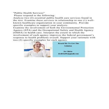 Public Health Services Please respond to the followingAnalyze.docx