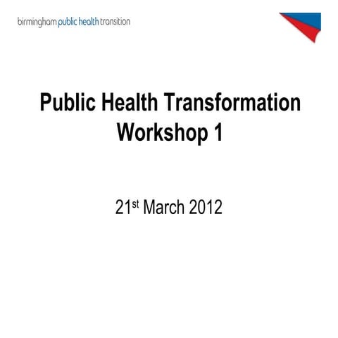 Public Health Transformation Workshop 1 | PPT