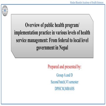 Public helath programme implimentation practice at threetire government ...