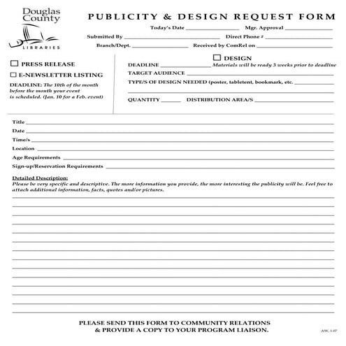Publicity Design Request Form | PPT