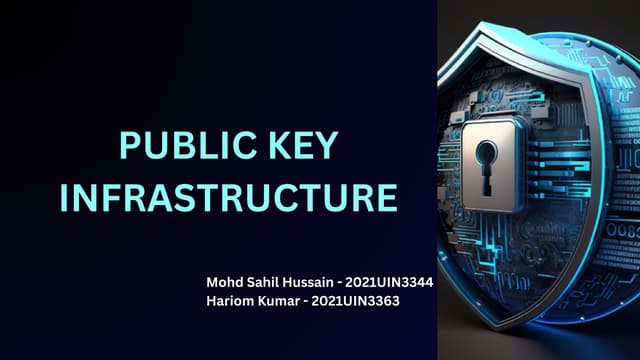 Public key infrastructure | PPTX | Information and Network Security | Computing