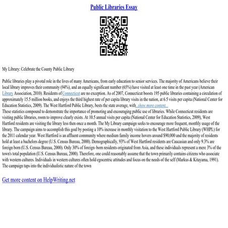 Public Libraries Essay | PPT